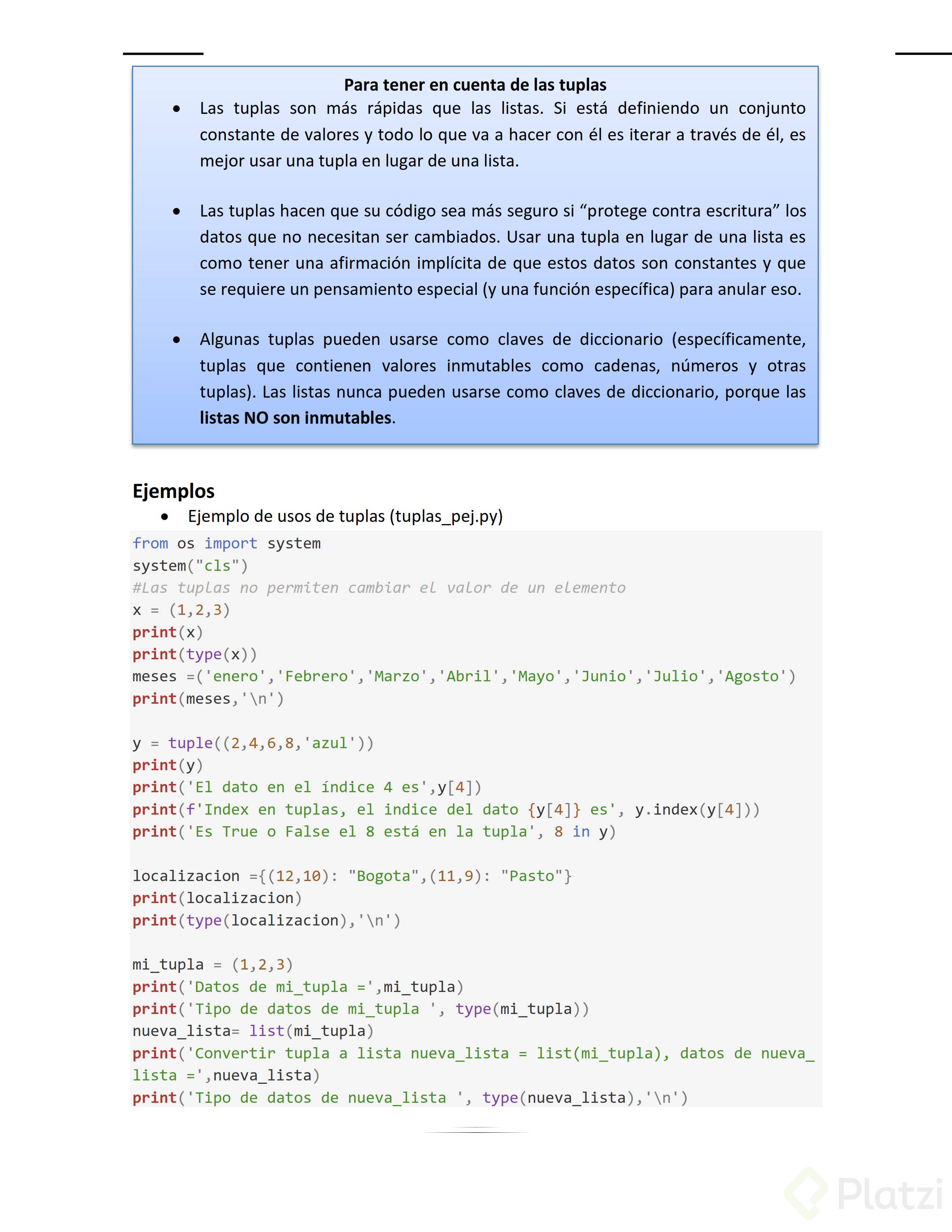 Tuplas en Python - Platzi
